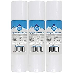 3-Pack Replacement for Watts WP-ST6DM Polypropylene Sediment Filter - Universal 10-inch 5-Micron Cartridge Compatible with Watts Premier 521934 Six Stage Reverse Osmosis System - Denali Pure Brand