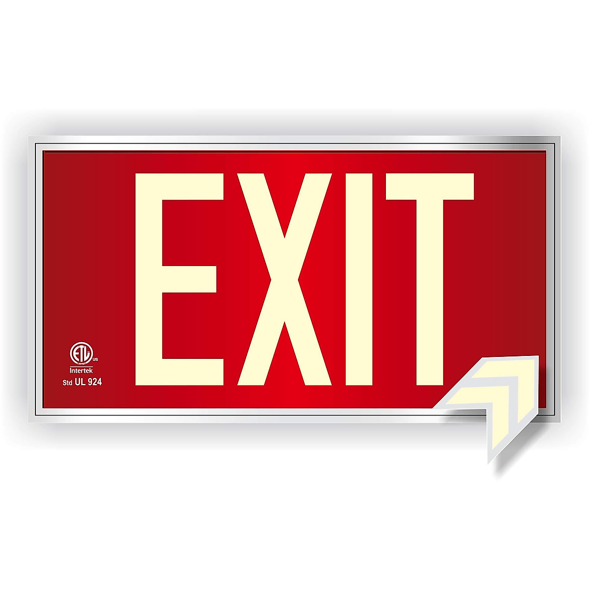 Photoluminescent Exit Sign Red - Framed Flat Wall Mount. UL 924 Code Approved/IBC/NFPA 101/Item: FRUL-050-R