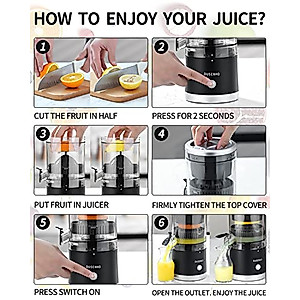 Electric Juicer Rechargeable - Citrus Juicer Machines with USB and Cleaning Brush Portable Juicer for Orange, Lemon, Grapefruit