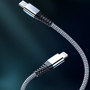 IFLASH USB C Charing Cable, USB-C iPhone Fast Charging Cable Compatible with iPad 8th 2020, iPhone 12/11/11 Pro/11 Pro Max/X/XS/XR/8, Support Power Delivery (Silver, 3 Feet)