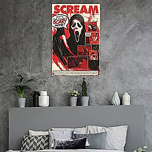 Scream Poster Horror Movie Posters Canvas Poster Wall Art Prints Painting for Living Room Decoration Gift 16" x 24" Unframed