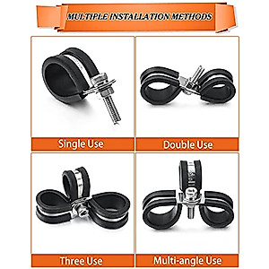 60PCS Cable Clamps Assortment Kit, Camtek Stainless Steel Rubber Cushion Pipe Clamps Hose Clamps Metal Clamp Fuel Line Hose Water Pipe Air Tubing Clamp 7 Sizes 1/4'' 5/16'' 3/8'' 1/2'' 5/8'' 3/4'' 1''