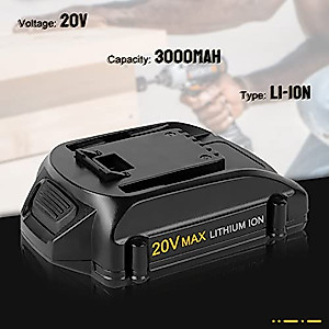 3.0Ah 20 Volt Max Lithium ion Replacement for Worx 20V Battery WA3525 WA3575 WA3520