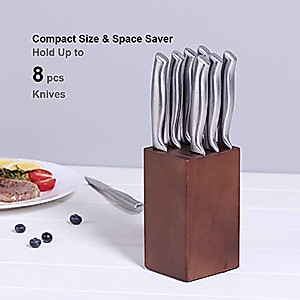 5.5“ Steak Knife Block Holder without Knives with 8 Slots - Eco-friendly Wooden Steak Knife Storage Block only - Space Saver-Compact Design Steak Knives Organizer -by KITCHENDAO