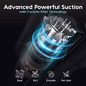 IRIS USA IC-N1 Cyclone Stick Vacuum for Hard Floors and Low-Profile Carpet, Silver