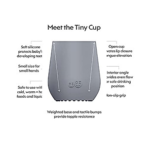 ez pz Tiny Cup (Gray) - 100% Silicone Training Cup for Infants - Designed by a Pediatric Feeding Specialist - 4 months+ - Baby-led Weaning Gear & Baby Gift