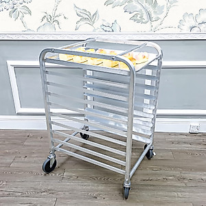 Foodservice Speed Rack Commercial-Grade Aluminum 10-Tier Sheet Pan/Bun Pan Storage Display Rack, 26" L x 20" W x 38" H with Wheels, Takes 13X18 & 18X26" Pans 10163-NPF