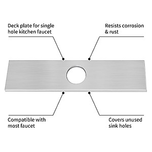 TNROTED Silver Square Faucet Deck Plate, 10 Inch Stainless Steel Kitchen Sink Cover Plate for 1 or 3 Hole Bathroom or Vanity Sink, Covering Unused Mounting Holes