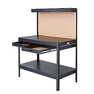 Olympia Tools Multipurpose Workbench With Power Outlets and Light, 410-014-0111 , Black