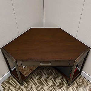 Leick Home Riley Holliday Computer Desk with Dropfront Keyboard Drawer, Furniture, Espresso/Gold