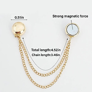 Multi-Function Magnetic Clothing Clips, 4 Pack Powerful Hijab Magnets with Chain, Multi-Purpose Magnetic Pinless Brooch, for Cardigan, Cuff Hem (Silver)
