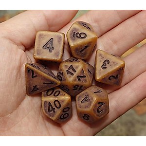 DND Dice Set Ancient RPG Dice for Dungeons and Dragons(D&D) Pathfinder MTG Tabletop Role Playing Game Polyhedral 7-Die Dice Group (Coffee Brown)
