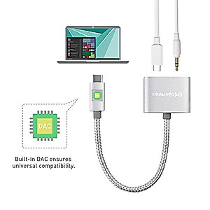 Cable Matters Premium Braided USB C Audio Adapter Sound Card with 3.5mm Headphone Mic Combo Jack and 60W Charging for Laptop and Smartphone