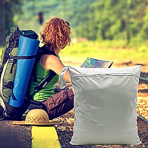 3 Pcs Washable Travel Laundry Bags,Large Waterproof Wet Dry Bag with Handle Water Resistant Dut Clothes Organizer Bag Washing Travel Accessories for Gym Clothes Laundry Wet Clothes Swimming Yoga,Grey