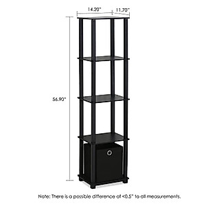 FURINNO Decorative Shelf With Bin, Black