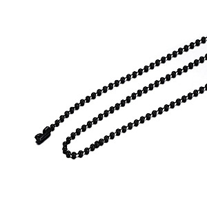 SINLEO Titanium Stainless Steel 2.4MM Small Beads Ball Chain Necklace for Men Women Black 3MM 36 Inches