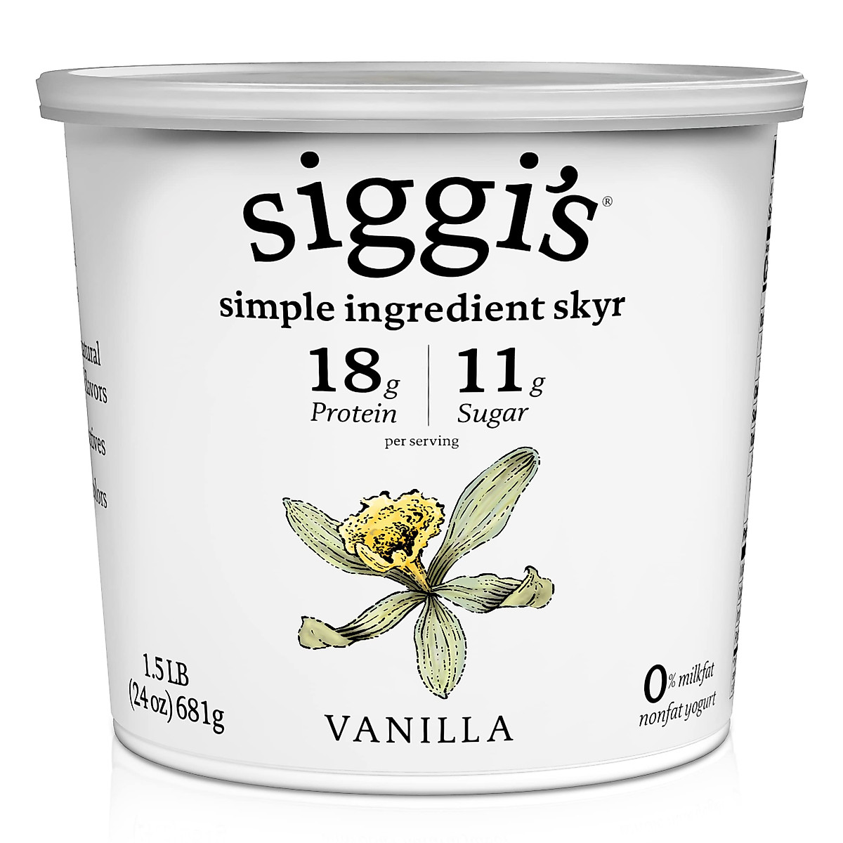 siggi’s Icelandic Strained Nonfat Yogurt, Vanilla, 24 oz. – Thick, Protein-Rich Yogurt Snack