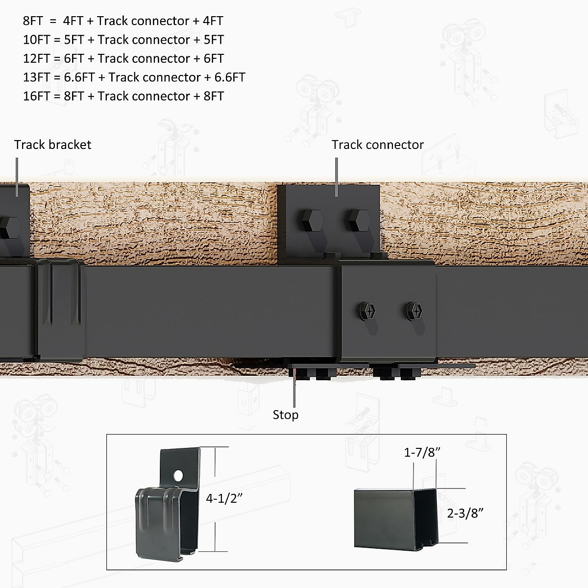 DIYHD 10FT Exterior Box Track Double Sliding Barn Door Hardware,Heavy Duty Wall Mount Kit,MAX Load 300lbs,Fit 2 X 30in Door(Hareware Only,No Door)
