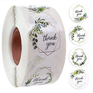 1" Thank You Stickers Roll, 4 Design Adhesive Label Stickers for Gifts Bags Envelopes Bubble Mailers Boxes Small Business Stickers (500pcs/ Roll)