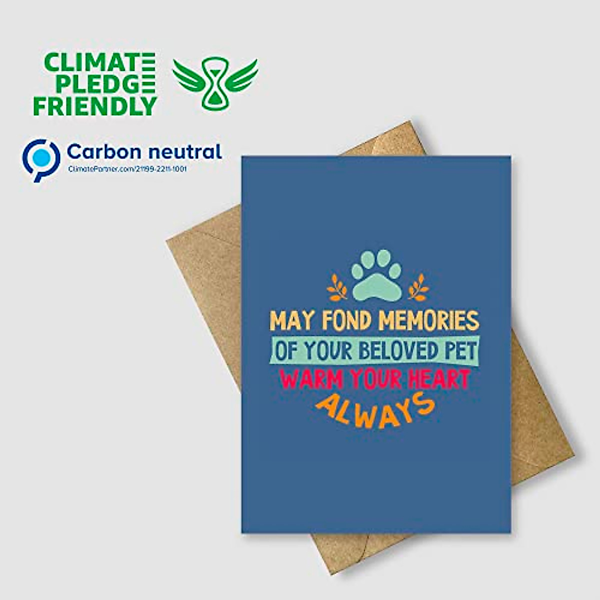 Sympathy card for loss of dog with envelope | Pet sympathy present for dog's passing | May Fond Memories of Your Beloved Pet Warm Your Heart Always