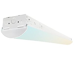 LUXRITE 4FT Linear LED Strip Light Fixture, 40W Shop Light for Garage, 3 Color Options 3000K-5000K, 4600 Lumens, 0-10V Dimmable, Damp Rated, Overhead Workbench Light, 120-277V, DLC and ETL Listed