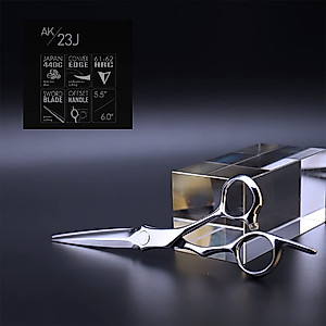 AOLANDUO 6 Inch Sword Blade Hair Scissors/Barber Scissors-High End Japanese AICHI Steel Handmade Hair Cutting Shears with Offset Handle for Salon Stylists Beauticians & Hairdresser