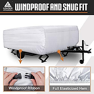 Leader Accessories Pop up Folding Camper Cover 150D Diamond Fabric Fits RV Trailer (16' - 18')