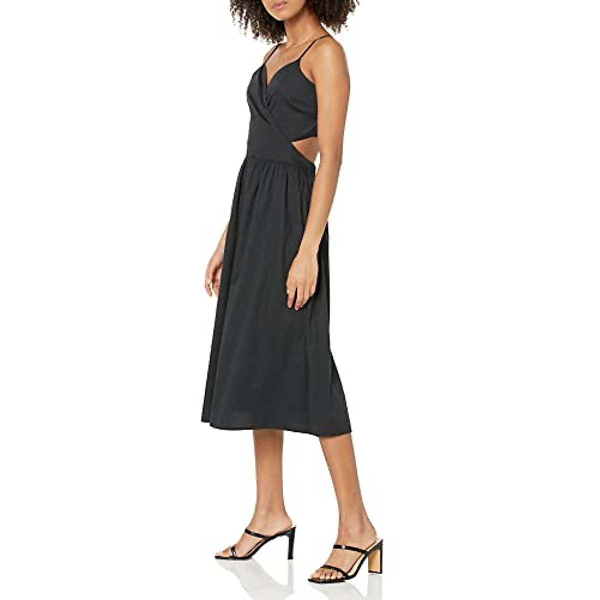 The Drop Women's Makenna Strappy Cross Front Smocked Back Midi Dress, Black, M