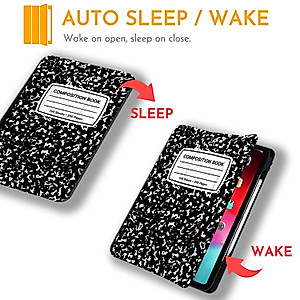 Hi Space for iPad Pro 11 Case Notebook with Pencil Holder 2022 2021 2020 2018 for iPad 11 Pro Case Black Composition Book Cover Auto Sleep Wake foriPad Pro 11 4th/3rd/2nd/1st Gen