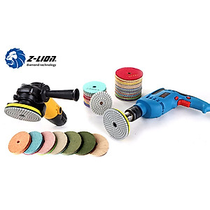 Z-LION 4" Sponge Polishing Pad Wet Use Buffing Pad for Grinder Hoop and Loop Buffing Wheel for Granite Marble Clean(7 pcs,4 Inches)