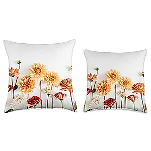 Beautiful Gardens and Floral Vibe Designs Dahlia Cut Flowers Nature Scape Minimal Throw Pillow, 18x18, Multicolor
