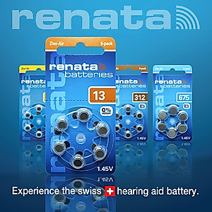 10 Packs (60 Batteries) Renata Swiss Made Size 13 Batteries