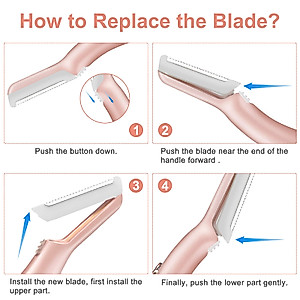 Mefor Eyebrow Razor,Eyebrow Trimmer Dermaplane Razor for Women Face,Practical Women Face Shaver Facial Razor with LED Light, 6 Replacement Heads & Pre