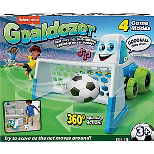 Fisher-Price Preschool Toy Goaldozer Electronic Soccer Game with Net Lights Sounds & Motorized Motion for Sports Play Kids Ages 3+ Years