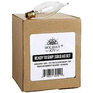 Holiday Joy - UL Listed Crystal Clear Bent Tip Candelabra Replacement Bulbs - Great for Electric Window Candle Lamps - 7W - 120 Volts - E12-12 Pack