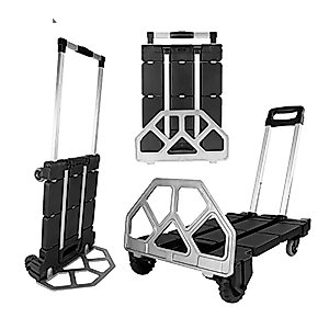 AHIBIO Collapsible Hand Truck 400 lbs Heavy Duty Dolly for Moving Lightweight Rolling Cart with Wheels Folding Utility Trolley