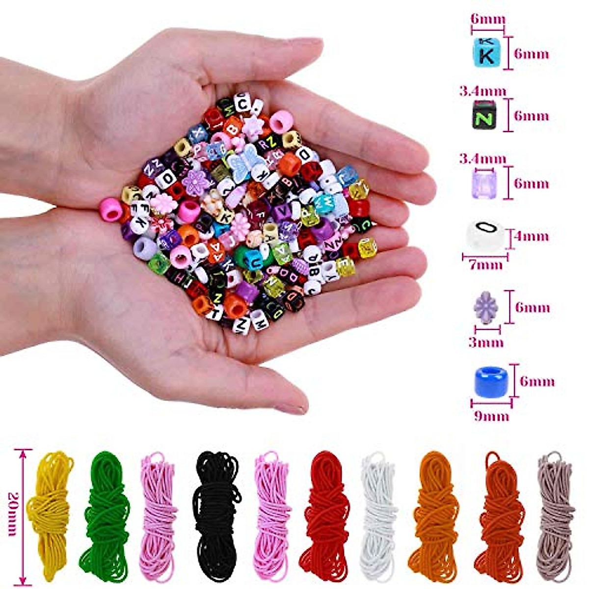 Bead Bracelet Making Kit, Shynek Bead Friendship Bracelets Kit with Pony Beads Letter Beads Charm Beads and Elastic String for Bracelet and Jewelry Making