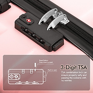 AnyZip Luggage Sets 3 Piece PC ABS Hardside Lightweight Suitcase with 4 Universal Wheels TSA Lock Carry On 20 24 28 Inch Pink