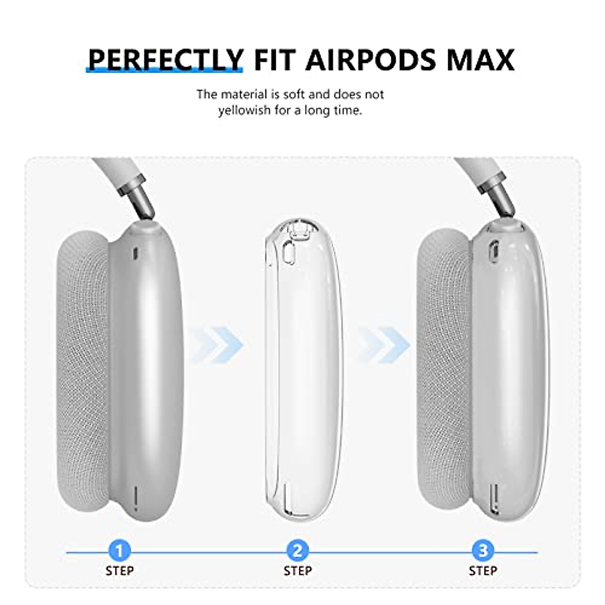 Clear AirPods Max Case,Soft TPU Case for Apple AirPods Max Skin Anti-Scratch Accessories,No Yellowing Transparent Airpods Max Case Cover(Clear)