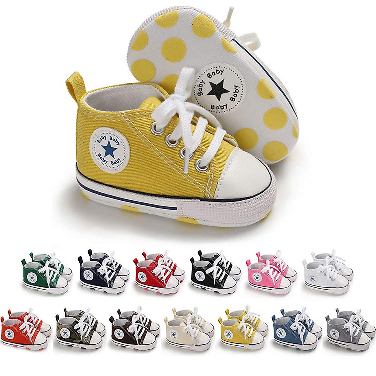 Save Beautiful Baby Girls Boys Canvas Sneakers Soft Sole High-Top Ankle Infant First Walkers Crib Shoes