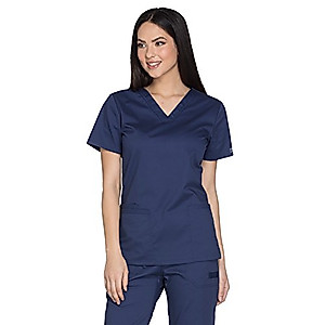 Scrubs for Women Workwear Core Stretch V-Neck Top, Soft Brushed Twill Plus Size WW630, 3XL, Black