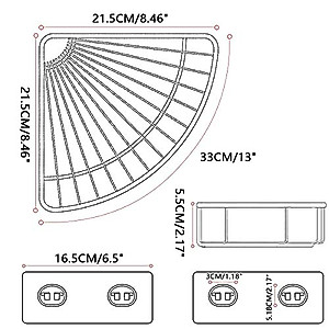GEMITTO Corner Shower Caddy, SUS304 Stainless Steel Self-adhesive Bathroom Organizer Rack with 3 Stickers+2 Hooks, No Drilling for Shampoo Conditioner Kitchen Spice Storage (Silver)