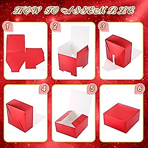 10 Pcs Kraft Gift Boxes 20 x 20 x 10 cm Gift Boxes With Lids for Wedding, Bridesmaid Gifts Box, Birthday Gift Box in Bulk, Party Favor Boxes, Crafting, Cupcake Boxes(Red, Plain Style)