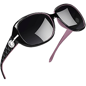 Joopin Trendy Oversized Sunglasses Large Shades for Women Ladies Big Rectangle Sun Glasses Polarized UV Protection Rhinestone Shady Rays (Black Purple)