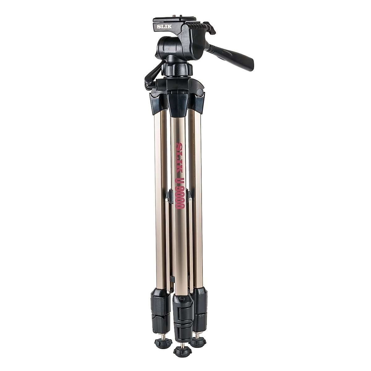 Slik U9000 Tripod with 3-Way Fluid-Effect Head and Built-In Bubble Level,Silver