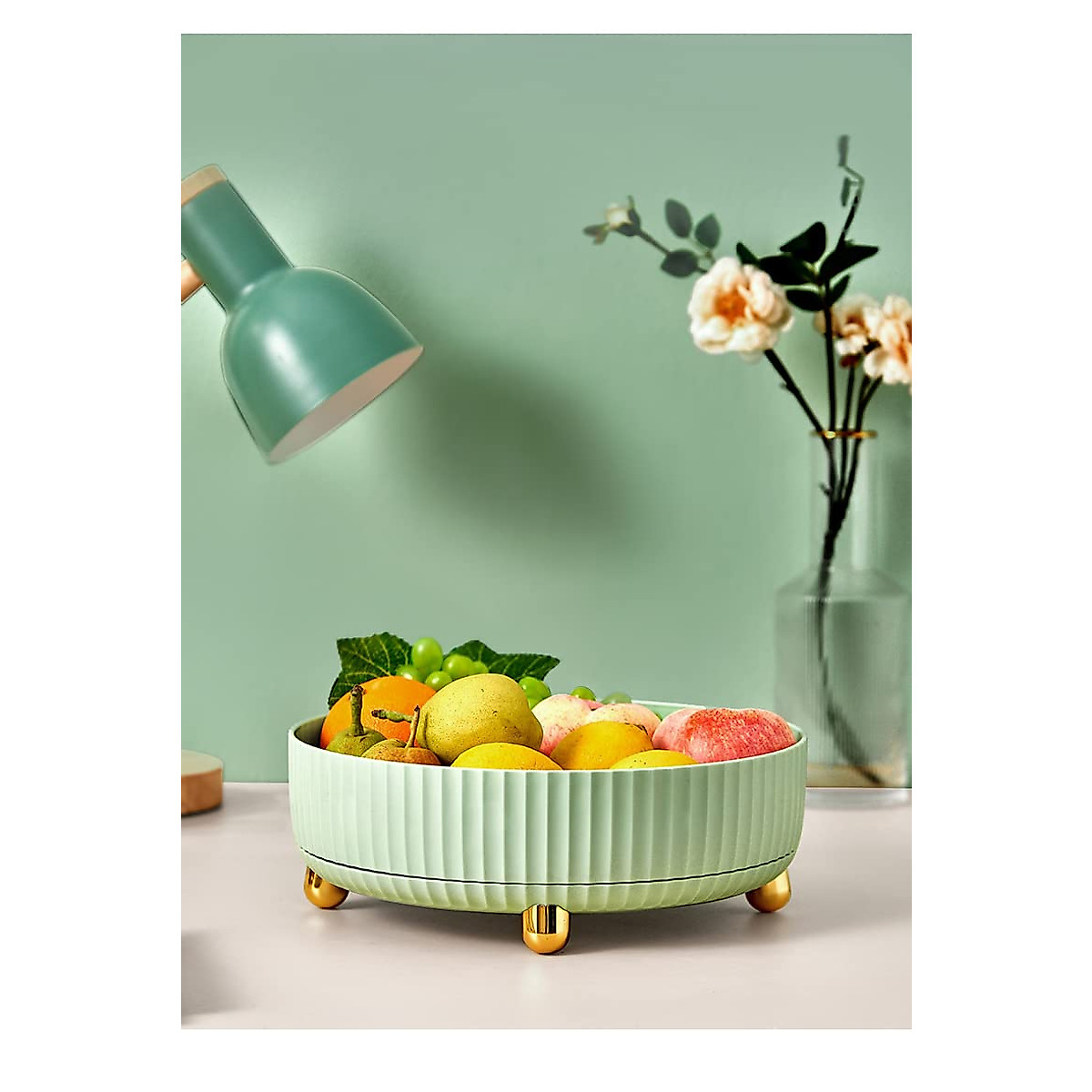 2 Pack Lazy Susan Rotating Storage Organizer Turntable Spice Holder for Kitchen Pantry Cabinet Dining Table Fridge Countertop Dresser, Spinning Food Container for Condiment, 9 Inch + 11 Inch, Cyan