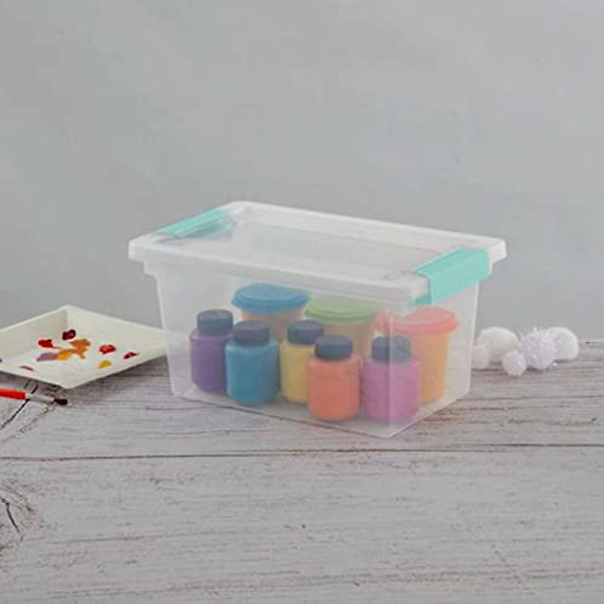 Sterilite 27 Quart Clear Latch Lid Stackable Storage Box Tote, 6 Pack, and Medium Clear Latch Lid File Clip Box, 4 Pack for Household Organization