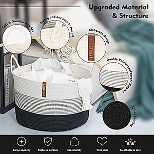 Laundry Baskets-Laundry Hamper,Storage Basket with Handles, Woven Storage Basket for Toys Bin,Pillows (Gradient Black)