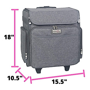 Everything Mary Rolling Craft Bag, Heather - Papercraft Tote with Wheels for Scrapbook & Art Storage - Organizer Case for IRIS Boxes, Supplies, and Accessories - for Teachers & Medical