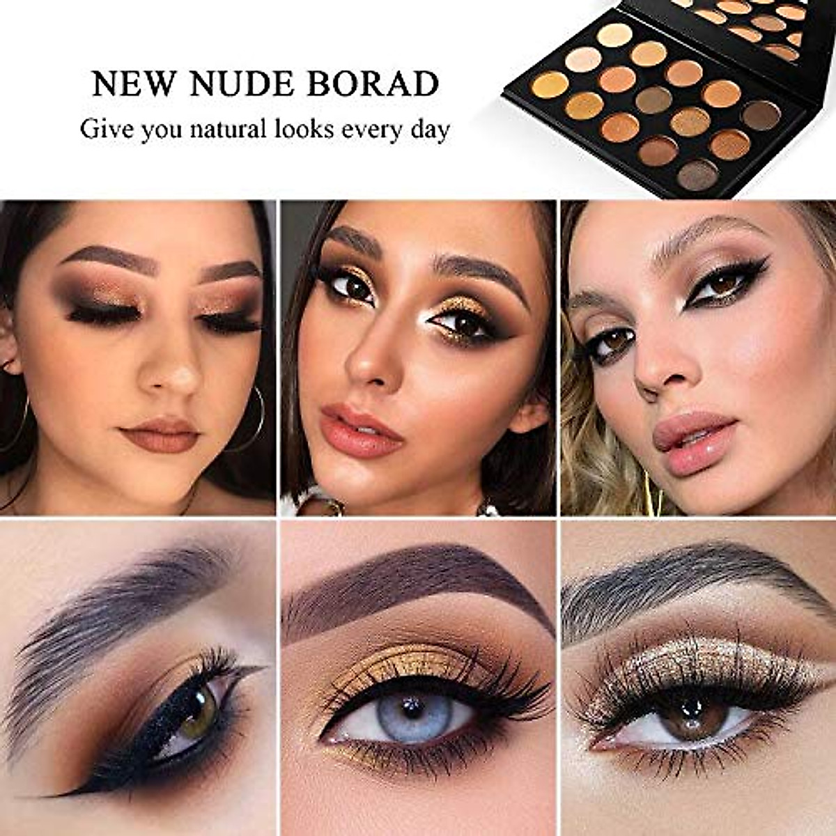 Nude Gold Eyeshadow Palette Natural Naked Smokey Warm Neutral 15 Shades, DE'LANCI Ultra-Blendable High Pigmented Matte Shimmer Matallic Long Lasting Waterproof Eye Shadow Pallet, Travel Size Makeup